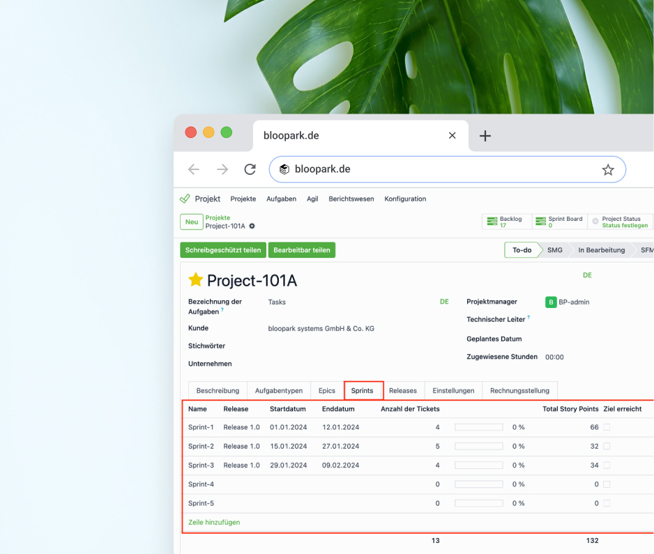 Agile Modul, Odoo Modul für die App Projekte | Bloopark
