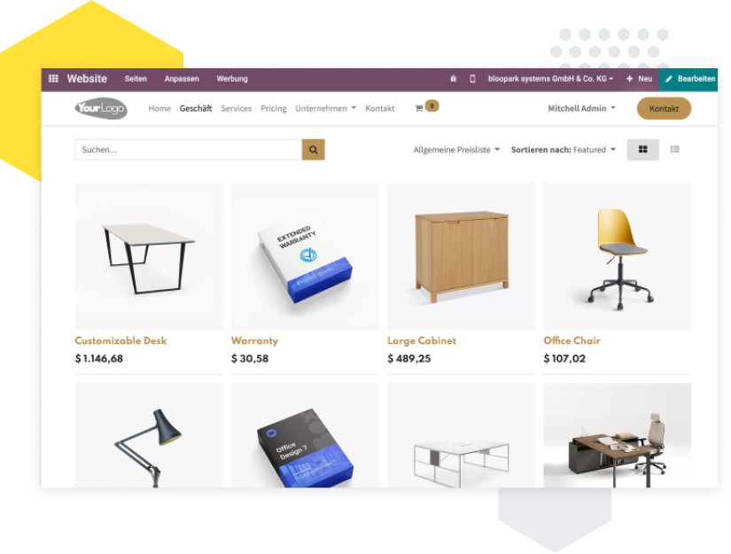 Leistung - Odoo Onlineshop - bloopark.de